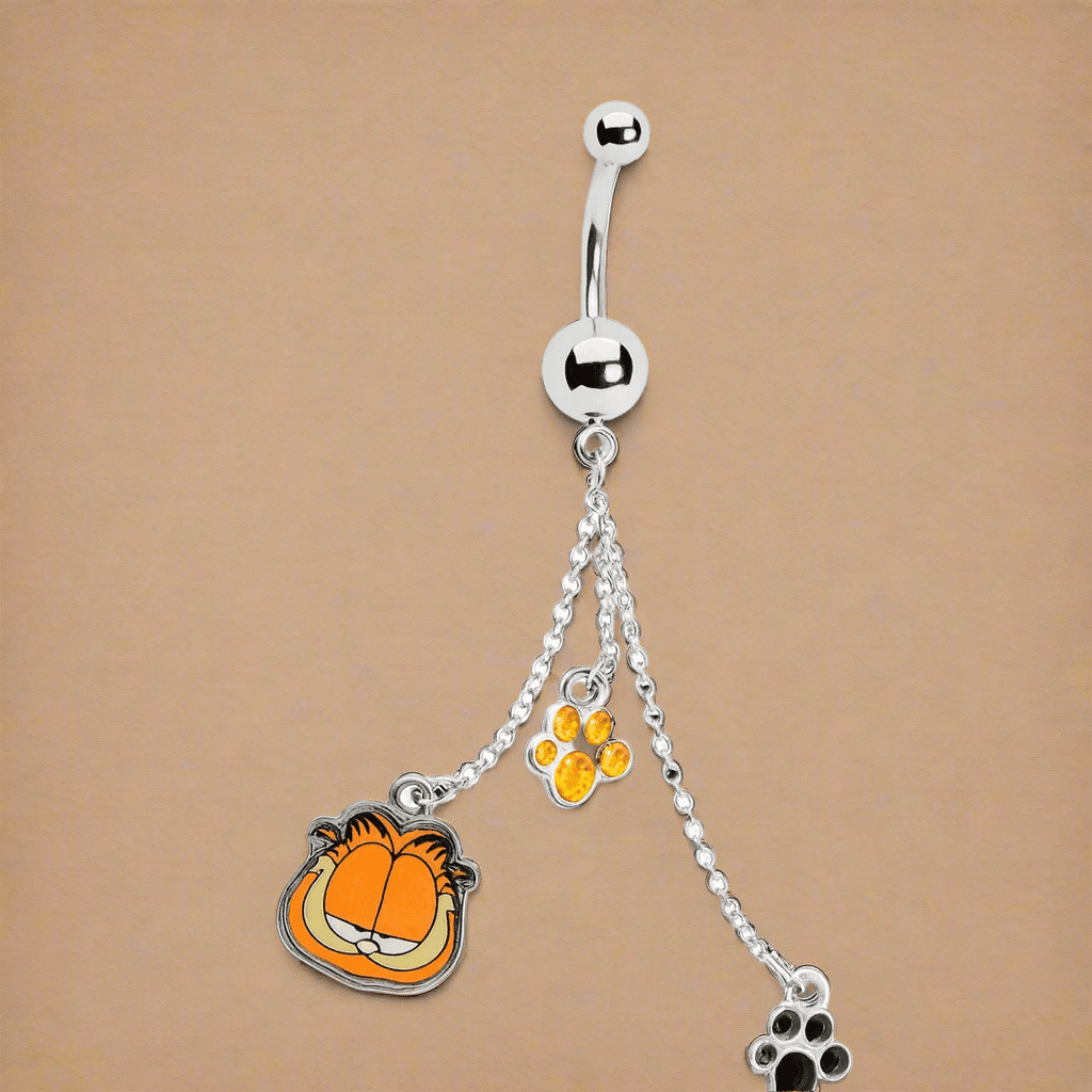 Paw Print Chain Dangle Garfield Belly Ring – COLO