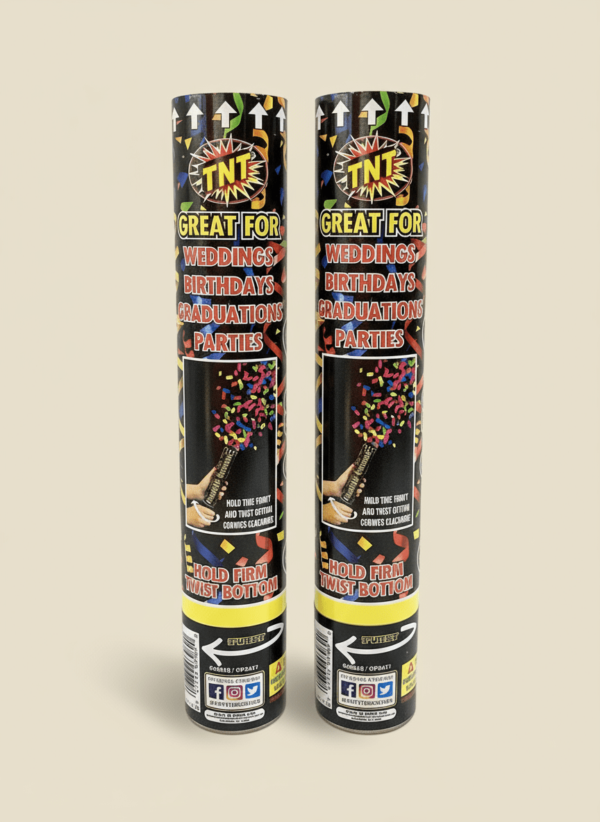 TNT Party Confetti Cannons – Colorful Twist Poppers (Set of 2) – COLO